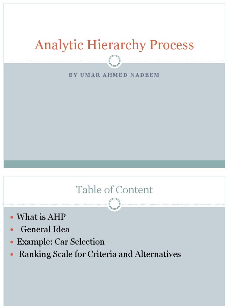 AHP Car Selection Example Explained | PDF | Eigenvalues And ...