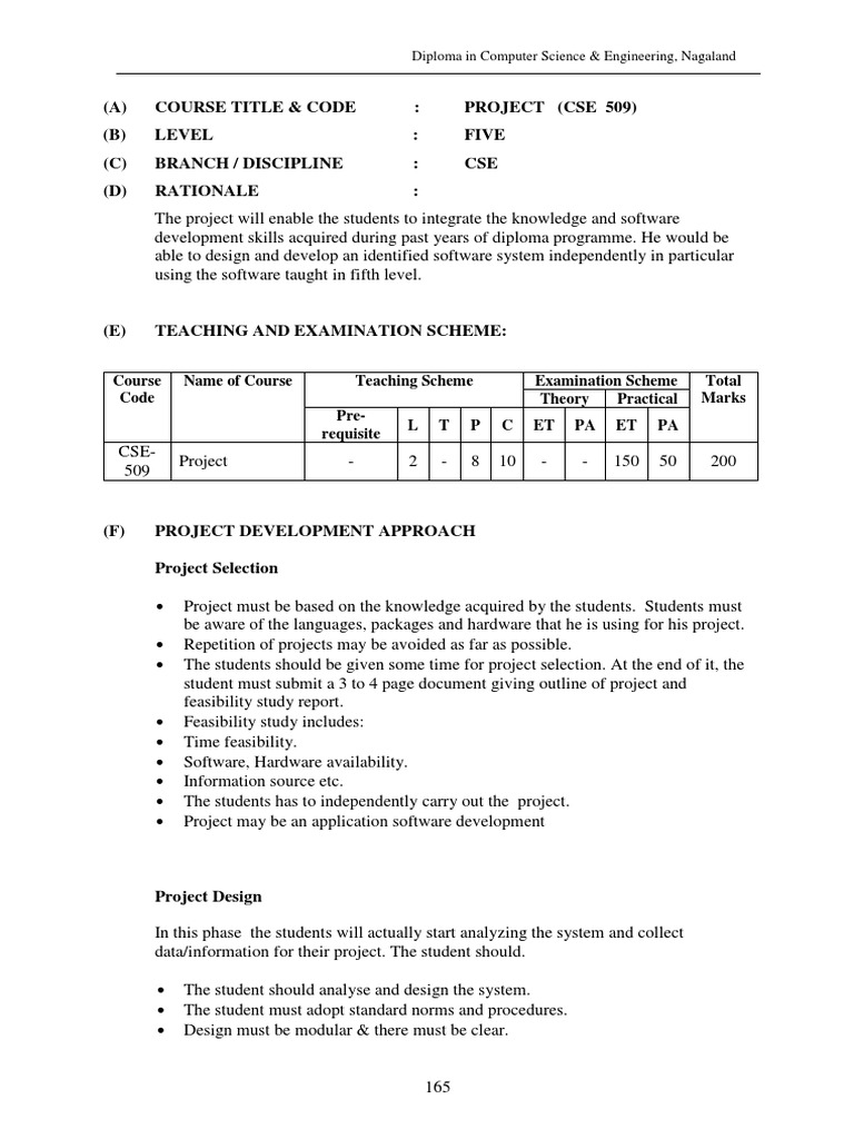 (A) Course Title & Code: Project (Cse 509) (B) Level: Five (C) Branch ...