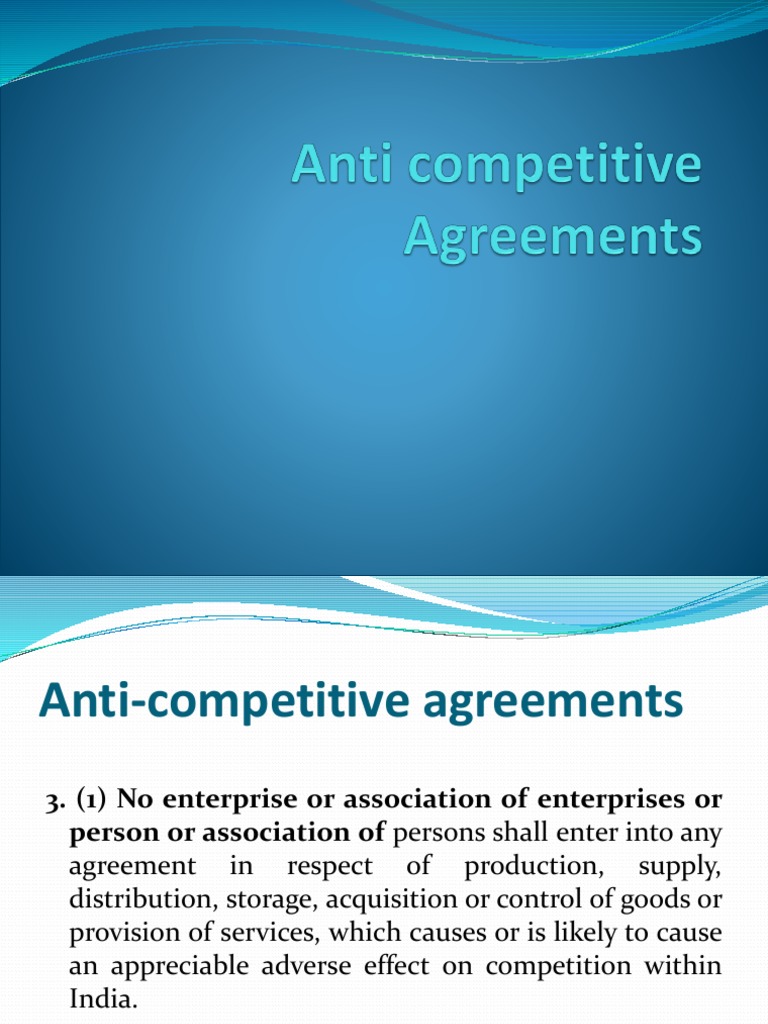 Anti Competitive Agreement | PDF | Monopoly | Competition