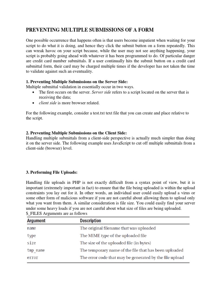 Preventing Multiple Submissions of A Form | PDF | Http Cookie | World ...