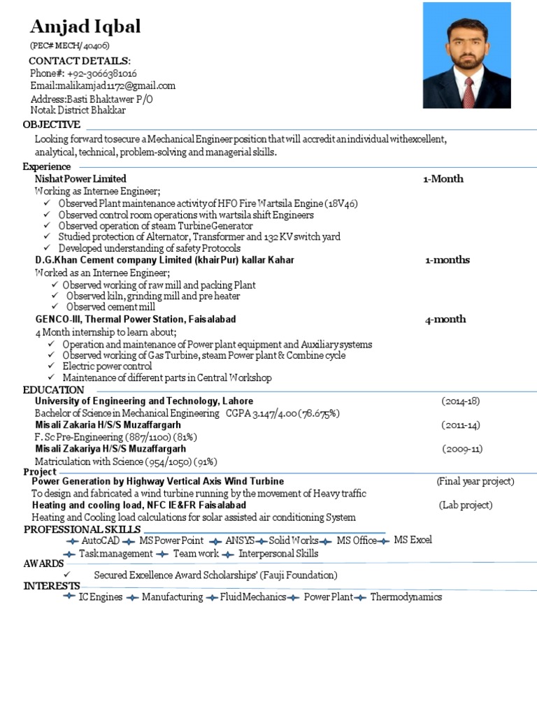 Amjad Resume | PDF | Steam Engine | Hvac