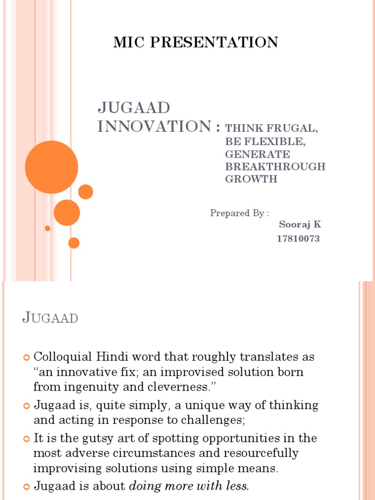 Jugaad Innovation:: Mic Presentation | PDF | Retail