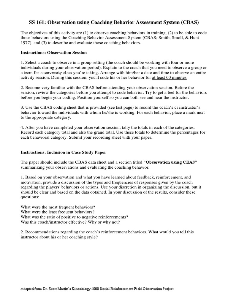 CBAS With Instructions | Reinforcement | Nonverbal Communication