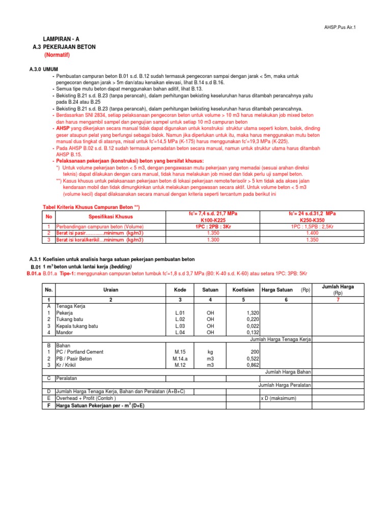 AHSP Beton PDF | PDF