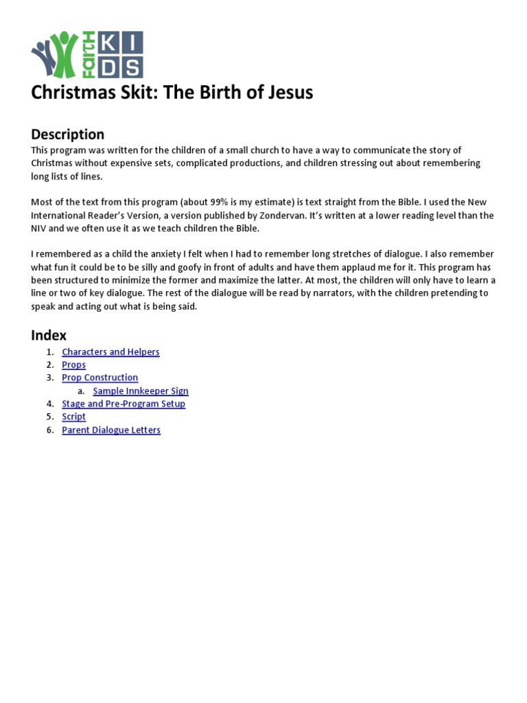 Christmas Skit: The Birth of Jesus: Description | PDF | Saint Joseph ...