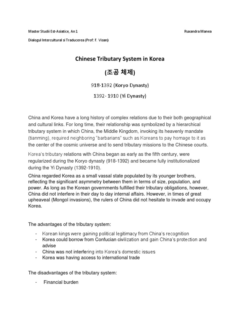 Chinese Tributary System in Korea | PDF | Korea | East Asia
