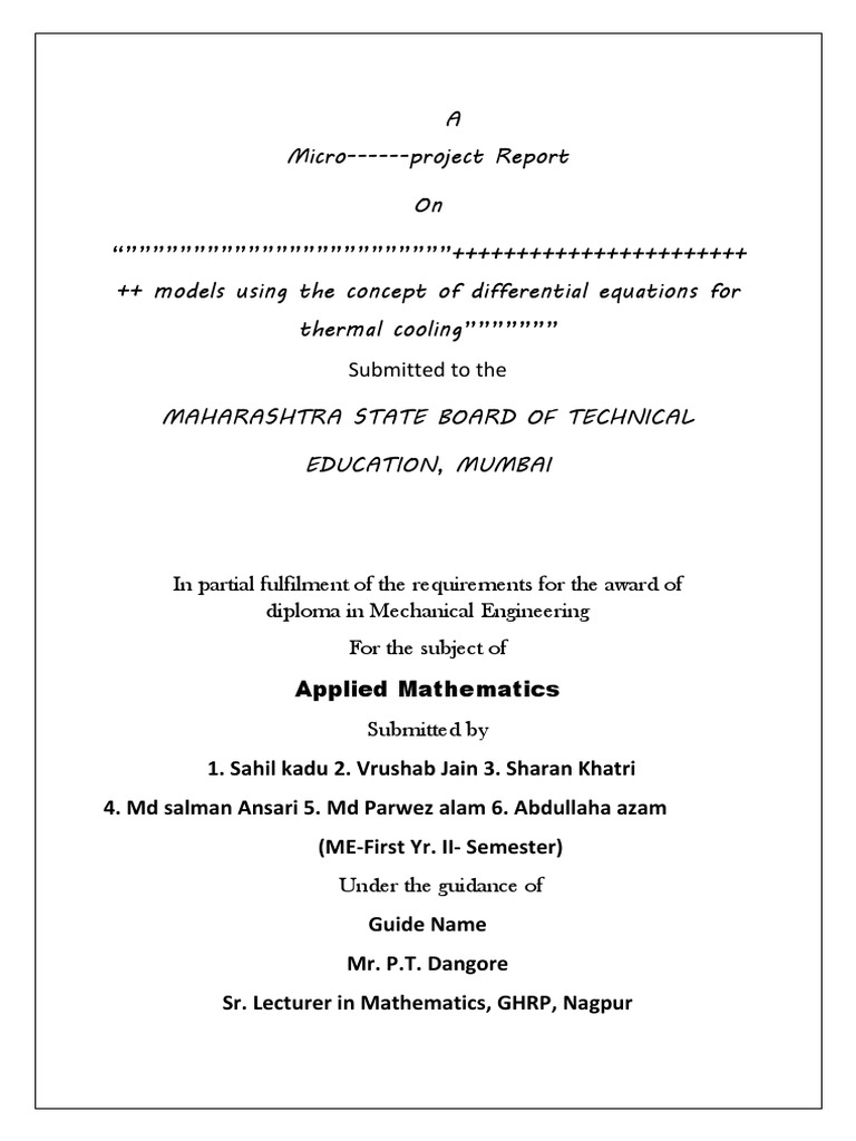 Maths Micro Project | PDF | Temperature | Heat