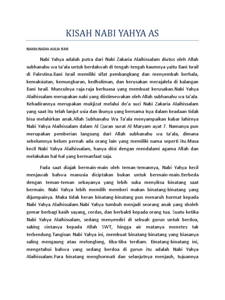 Kisah Nabi Yahya As | PDF