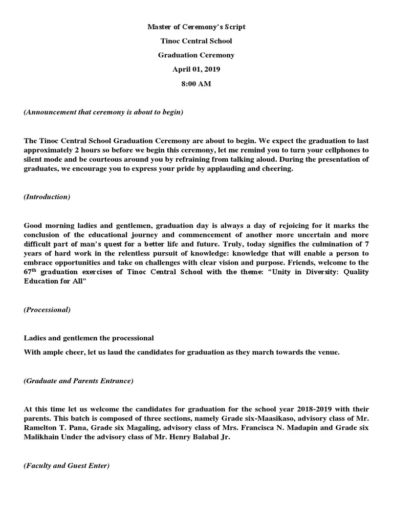 Announcement That Ceremony Is About To Begin | PDF