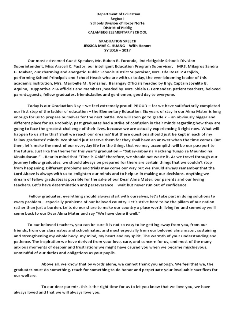 Graduation Ceremony Welcome Address | PDF | God The Father | Love