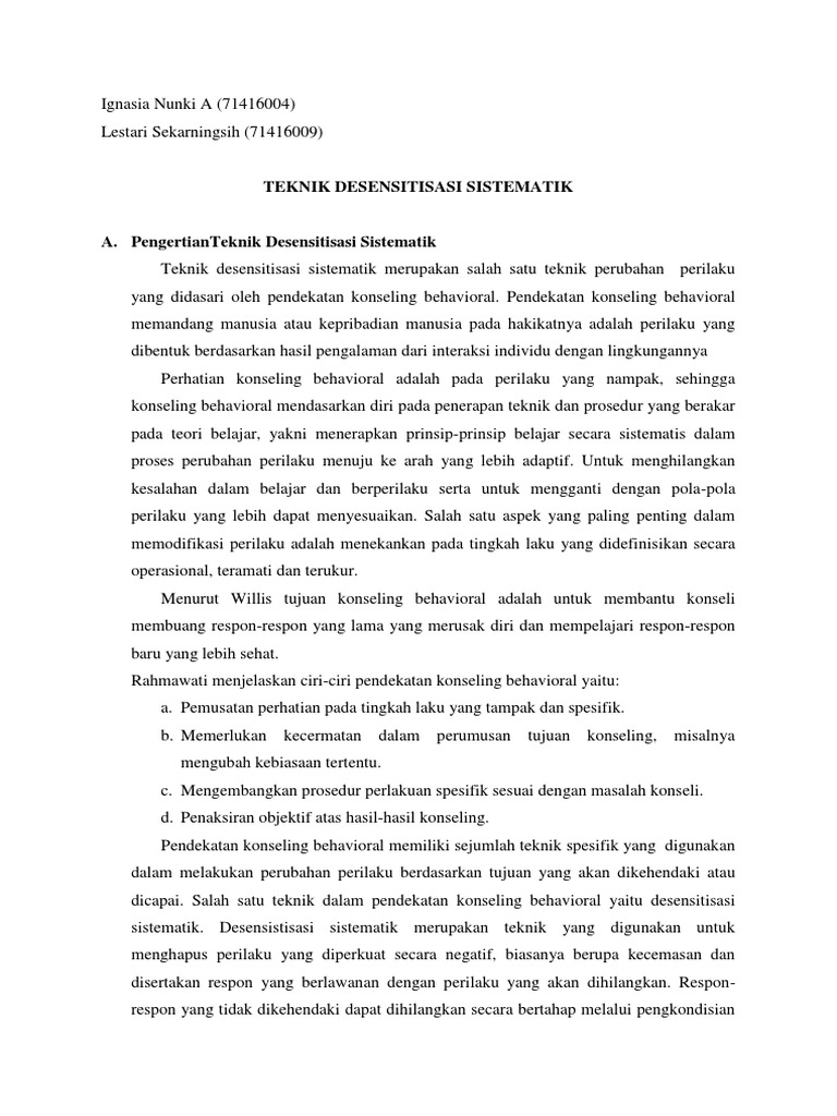 Teknik Desensitisasi Sistematik | PDF | Pengembangan Diri