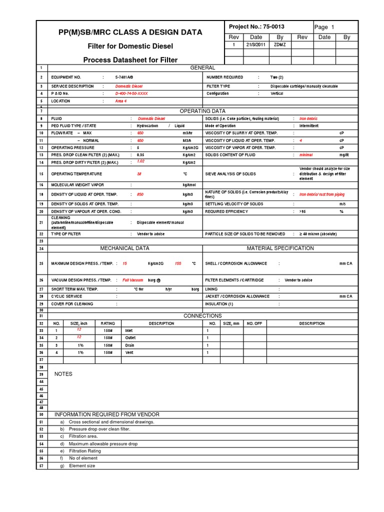 ADO Filter Specs Sheet Query PDF | PDF | Filtration | Viscosity