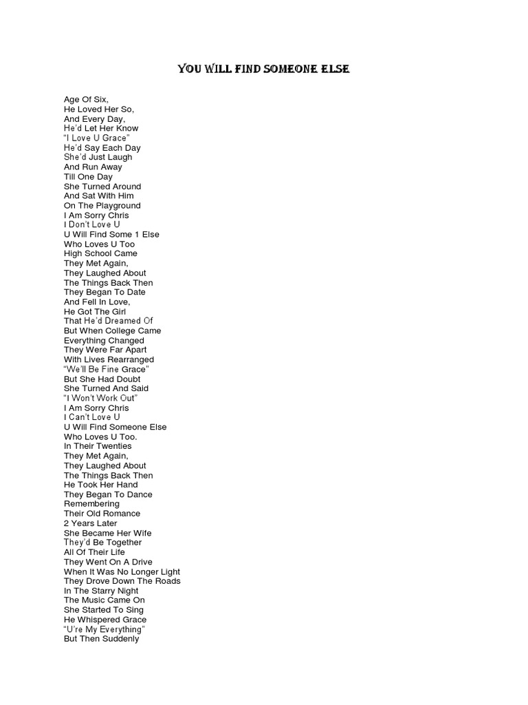 You Will Find Someone Else | PDF