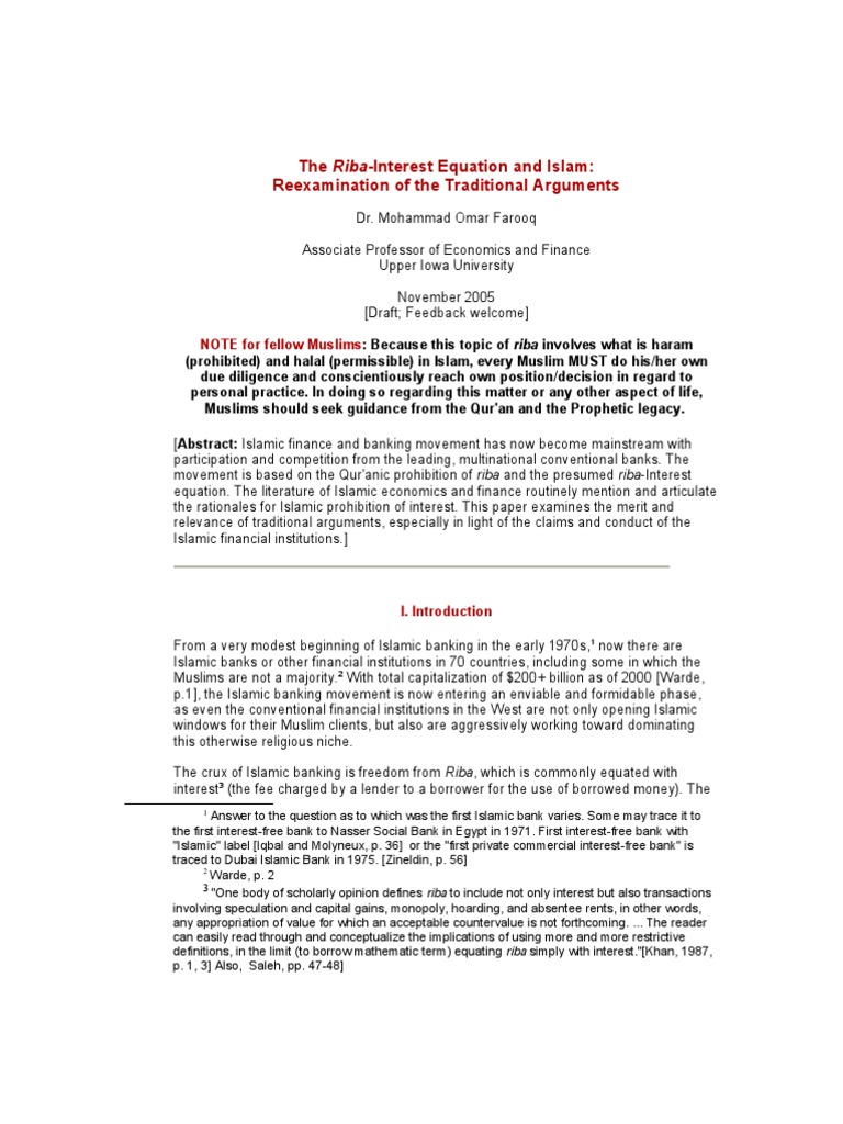 Riba Interest | PDF | Islamic Banking And Finance | Interest