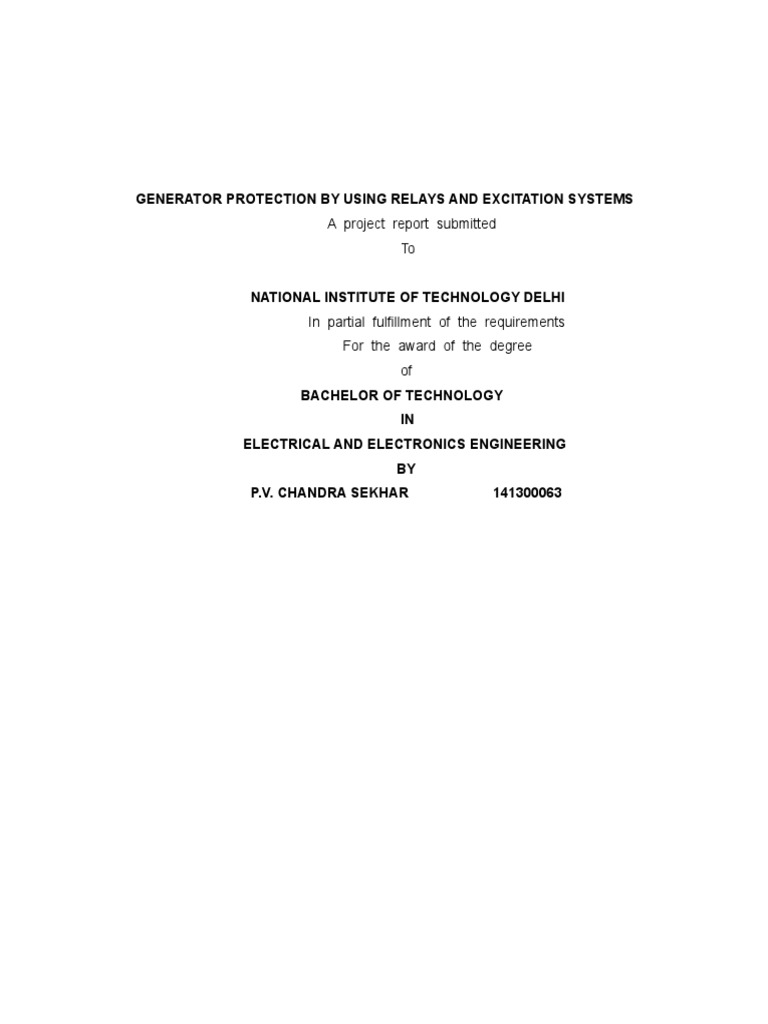 Generator Project Report | PDF | Relay | Transformer