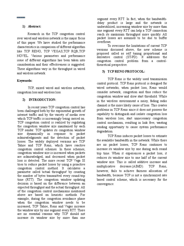 TCP Paper | PDF | Network Congestion | Transmission Control Protocol
