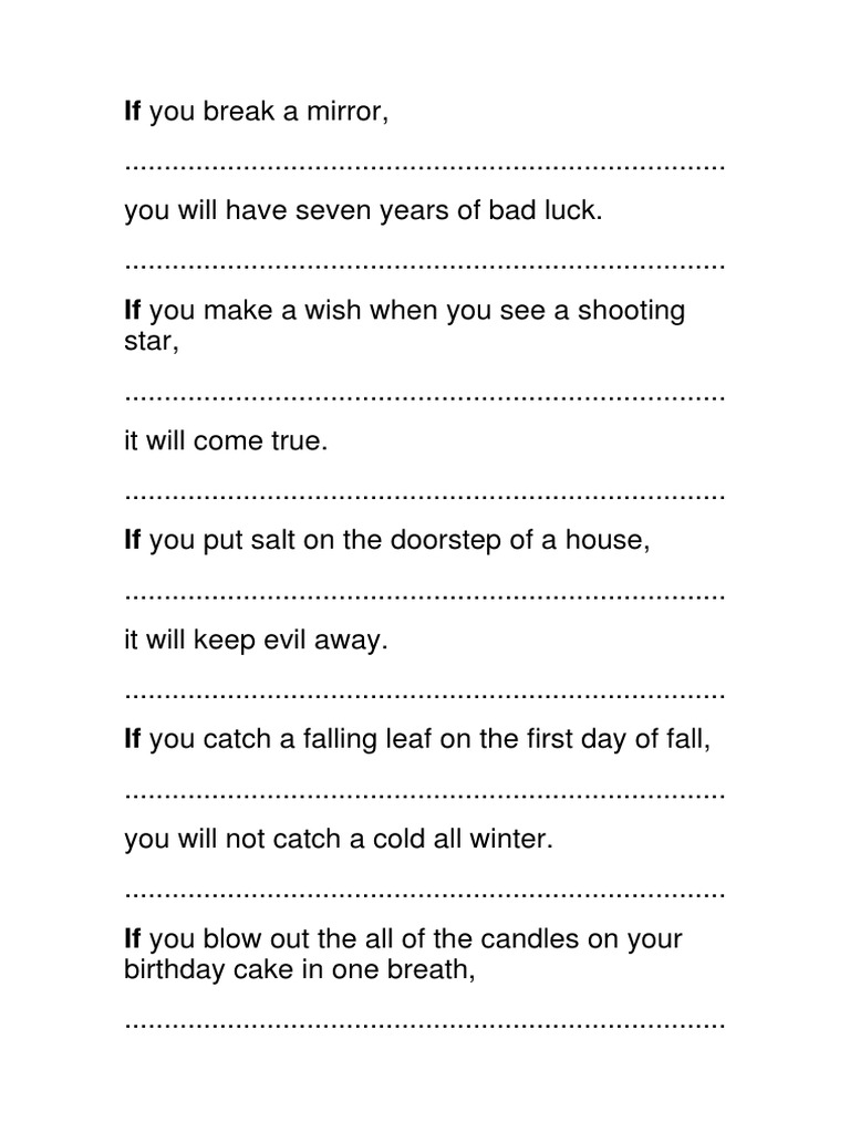 BRITISH SUPERSTITIONS (Zero and First Conditional) | PDF