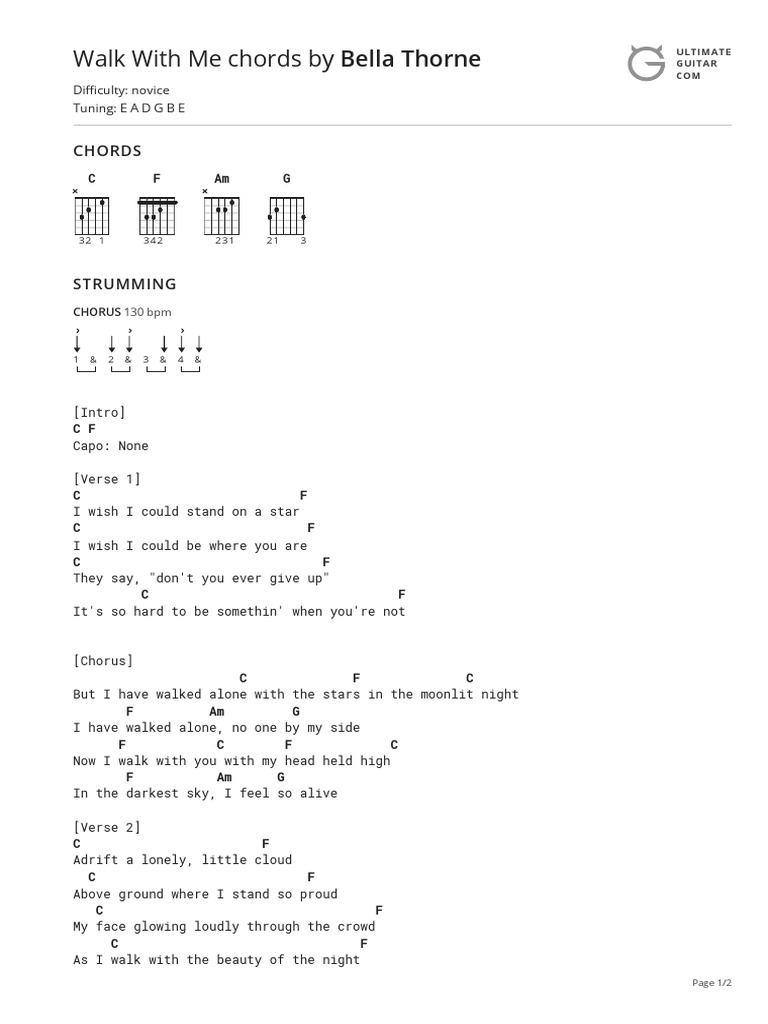 Walk With Me Chords by Bella Thornetabs at Ultimate Guitar Archive ...