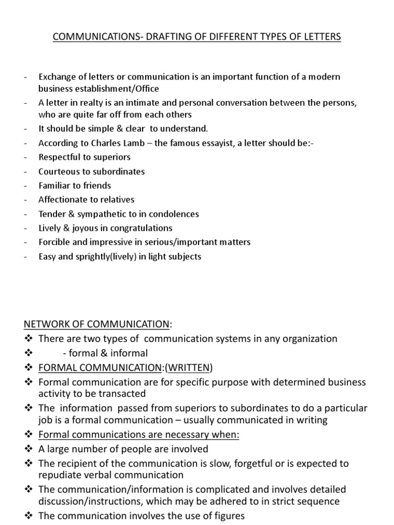 Communications-Drafting of Different Types of Letters | PDF ...