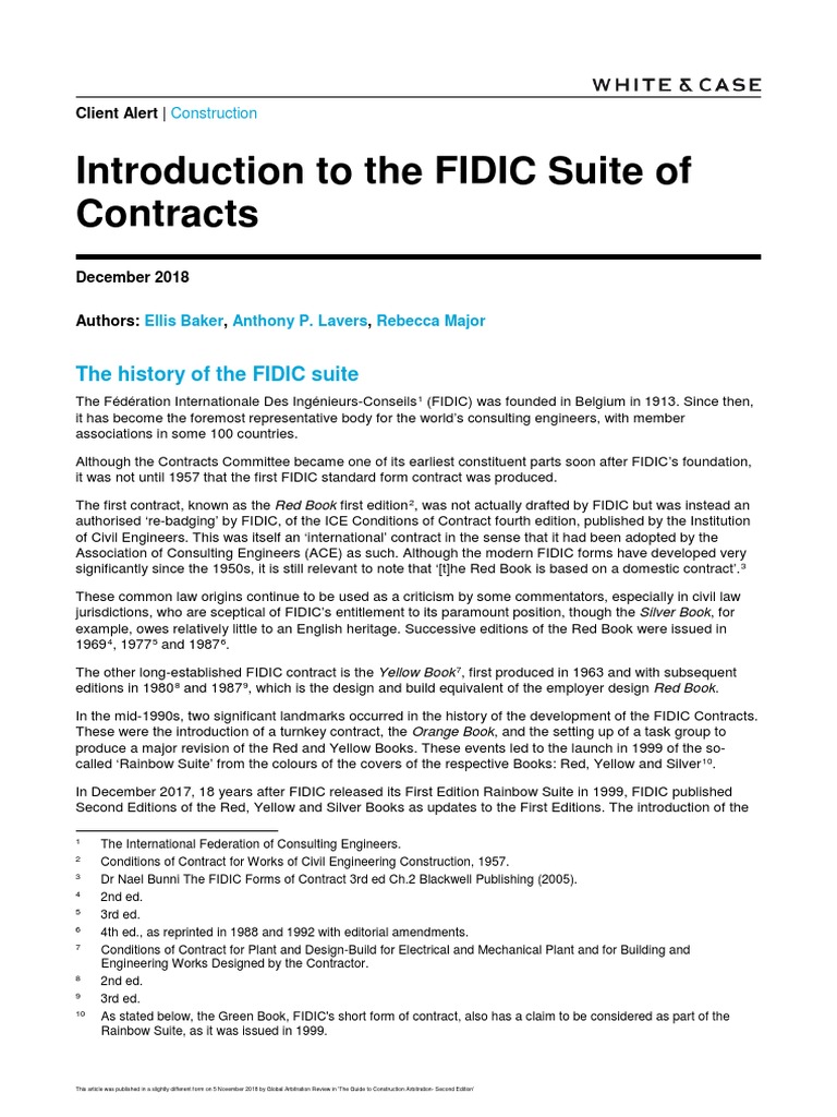 Introduction To The Fidic Suite of Contracts | PDF | Professional ...