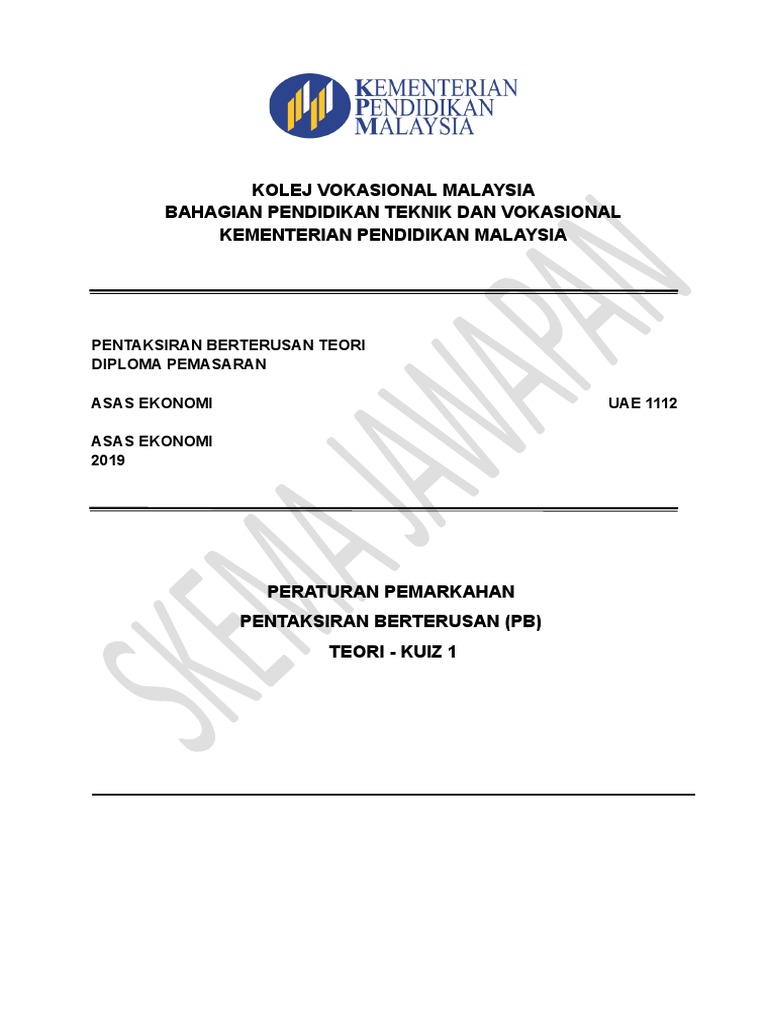 Ekonomi Asas PB Teori KuiZ 1 | PDF