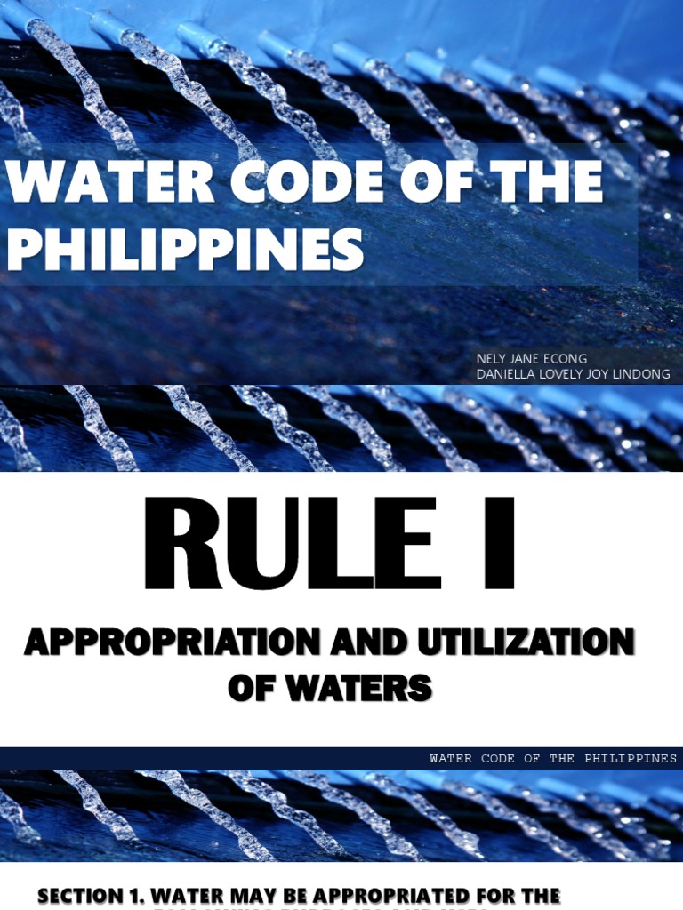 Water Code of The Philippines: Nely Jane Econg Daniella Lovely Joy ...