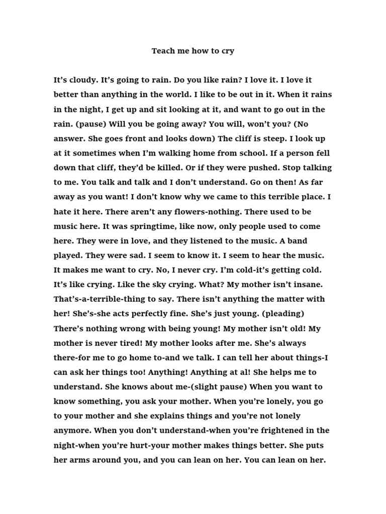 Monologue on Crying and Loneliness | PDF
