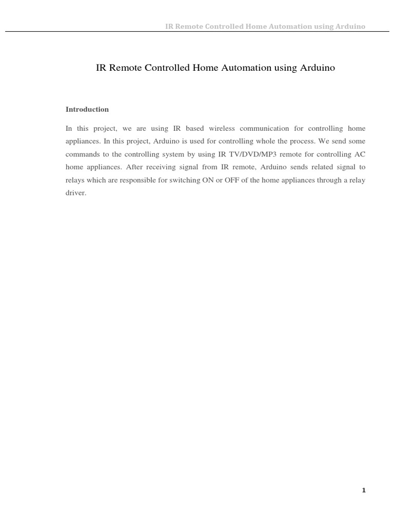 IR Remote Controlled Home Automation Using Arduino | PDF | Remote Control | Infrared