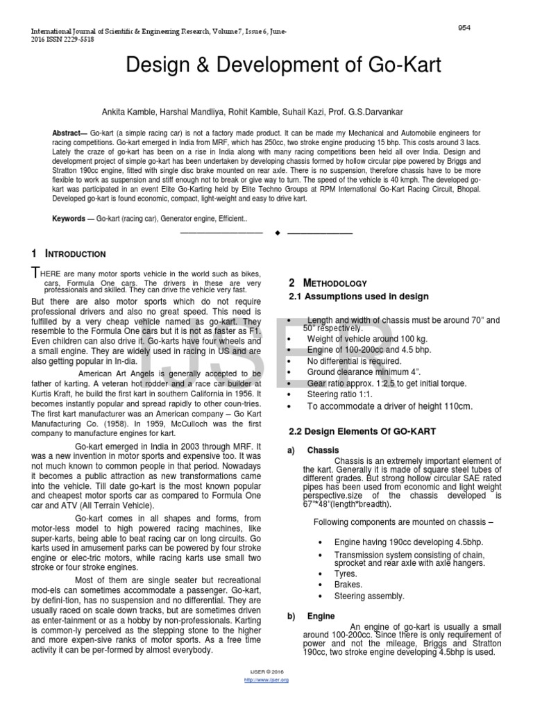 Design Development of Go Kart | PDF | Strength Of Materials | Auto Racing