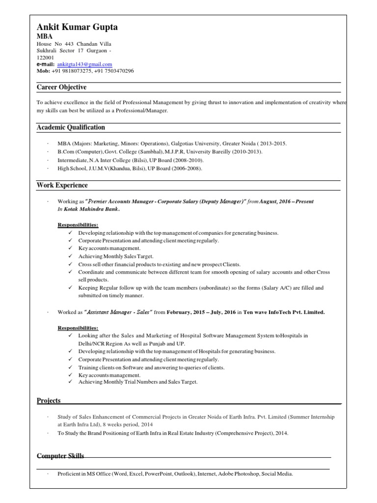 Resume Ankit Update | PDF | Business
