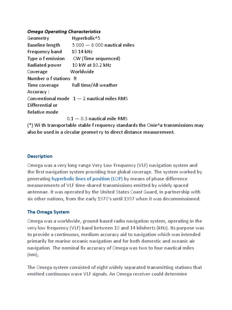 An In-Depth Look at the Omega Global Navigation System: Transmission ...