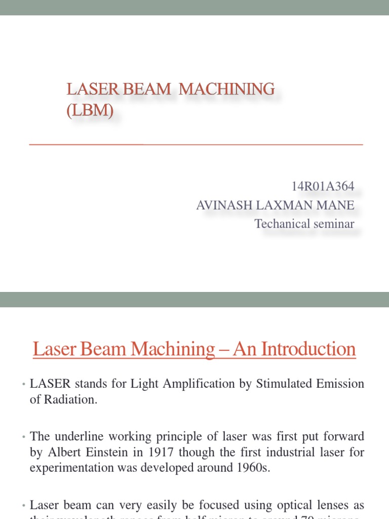 Laser Beam Machining LBM | PDF | Laser | Energy Level