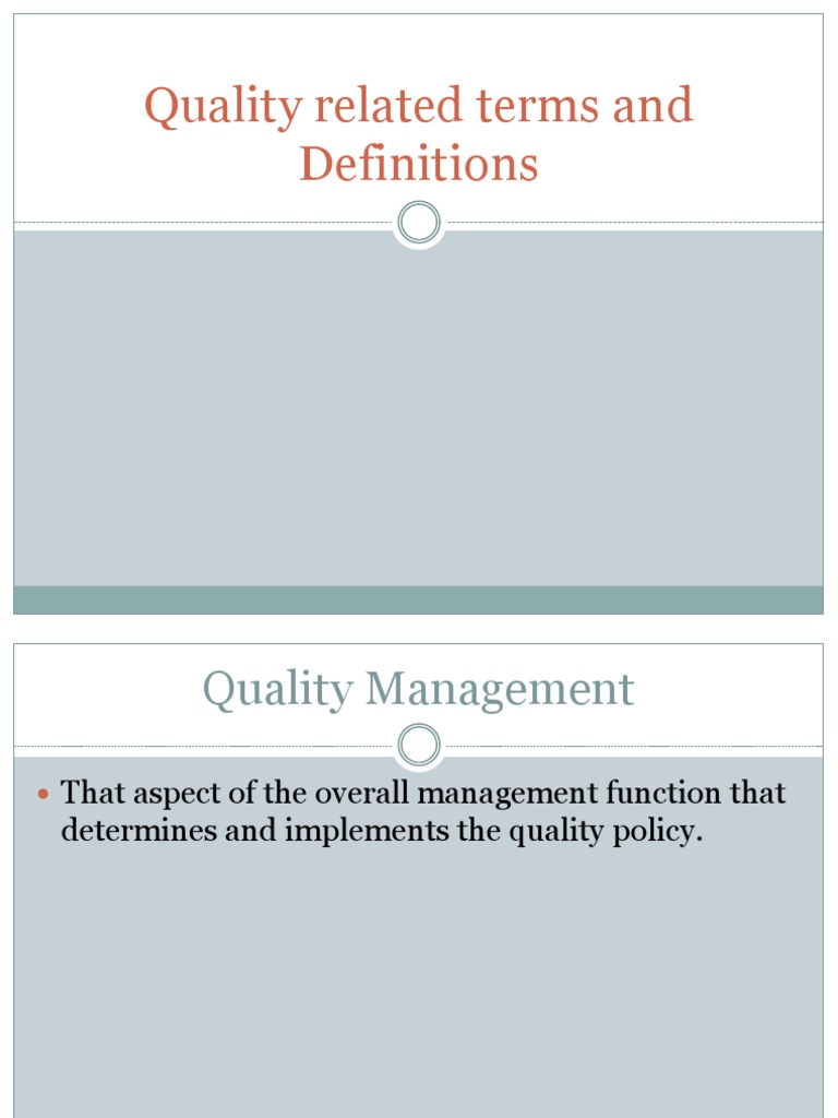 Quality Related Terms and Definitions | PDF