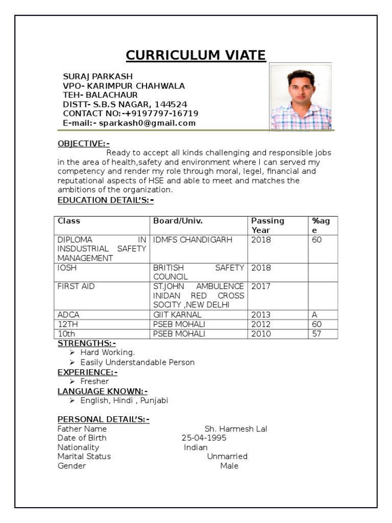 Suraj Parkash Resume | PDF | Career & Growth