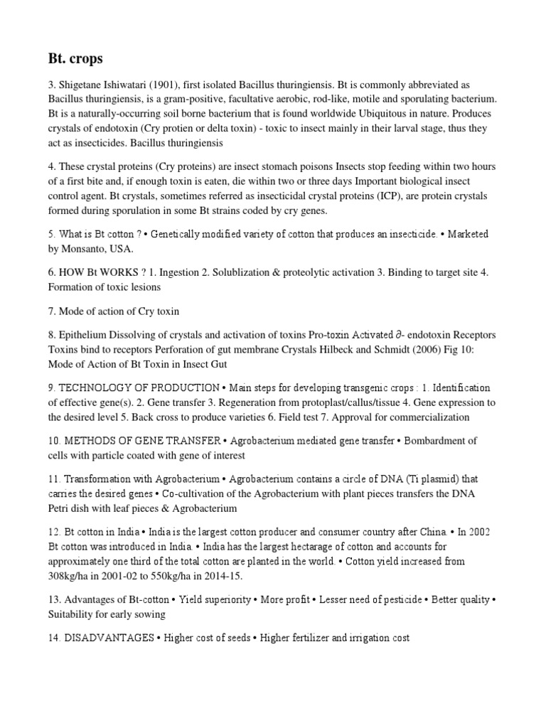 BT Notes | PDF | Insecticide | Maize