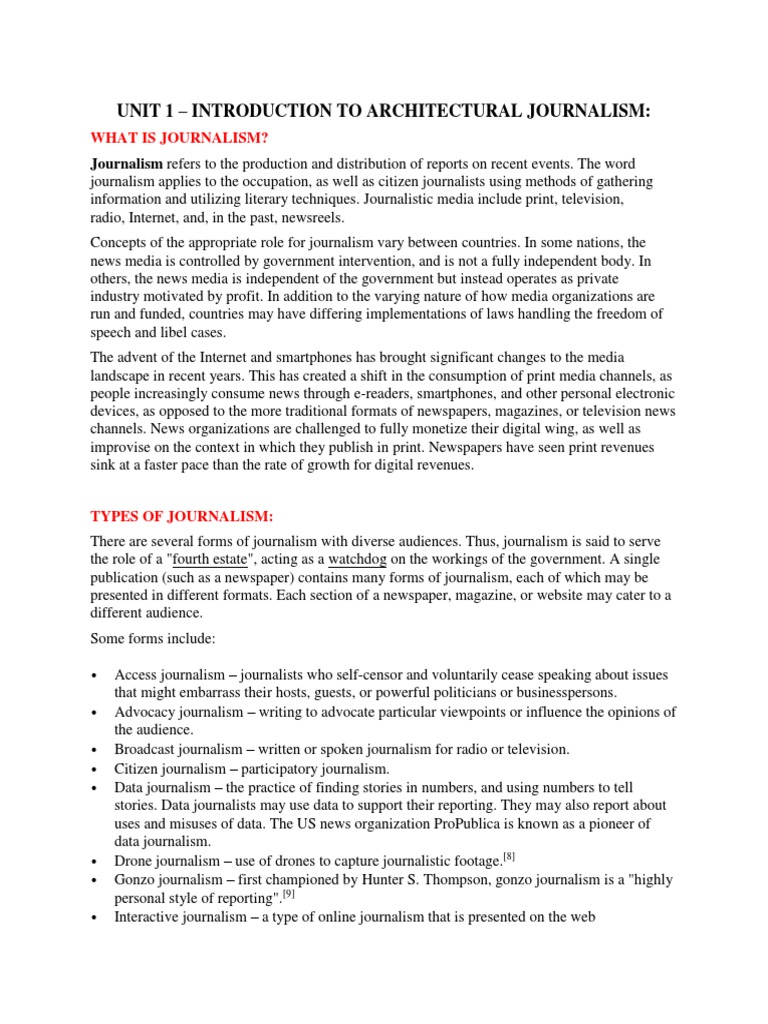 Unit 1-Notes | PDF | Journalism | News