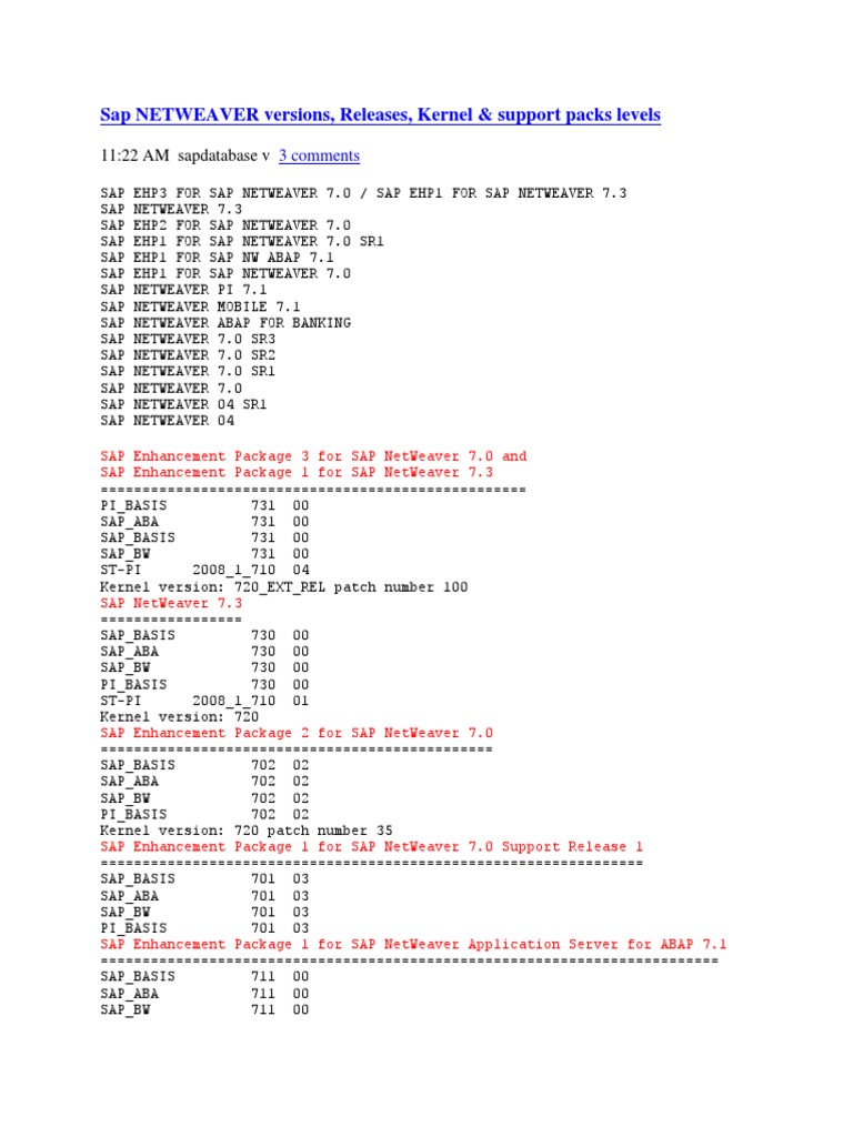 Sap NETWEAVER Versions | PDF | Application Software | Information ...