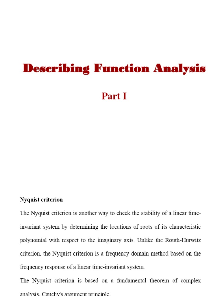 Predicting Limit Cycles Using Describing Function Analysis | PDF | Control Theory | Systems Theory
