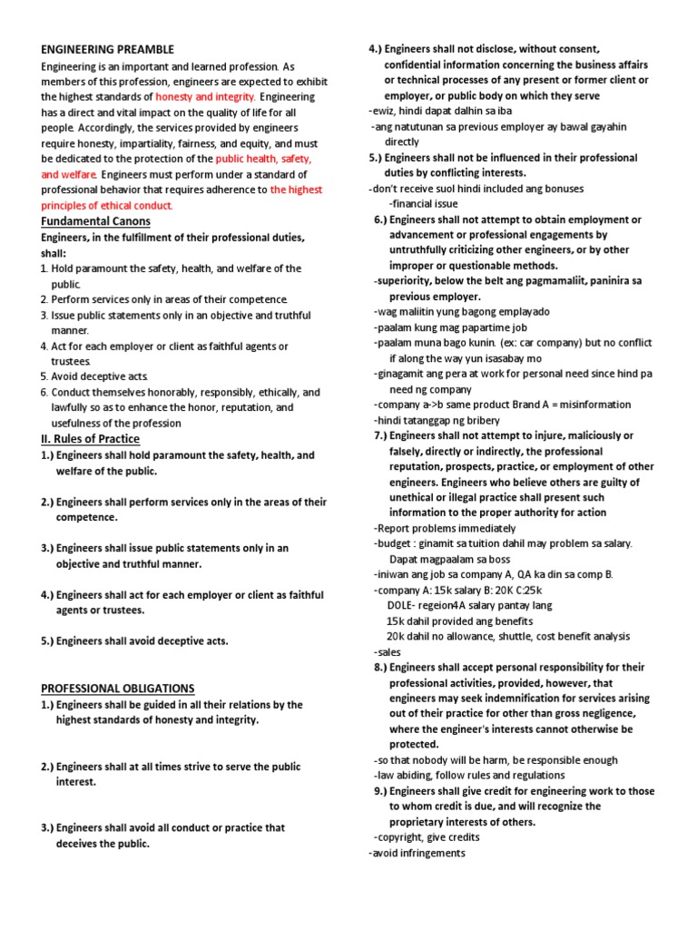 Engineering Preamble: Honesty and Integrity | Download Free PDF ...