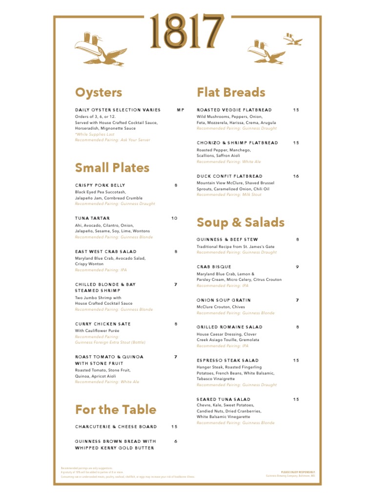 The 1817 Restaurant Menu | PDF | Salad | Western Cuisine