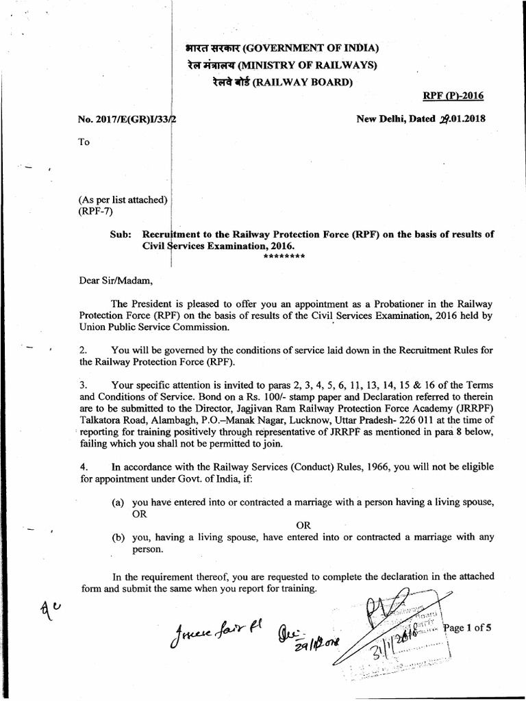 Offer Letters 01022018 | PDF | Civil Service | Rail Transport