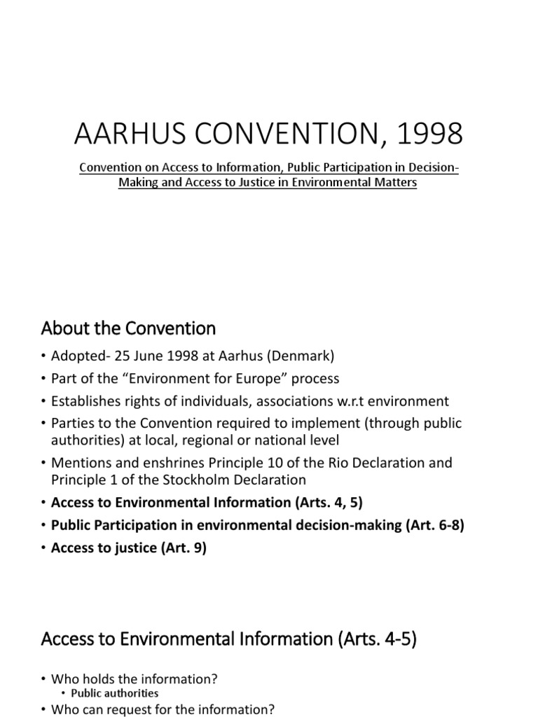 Aarhus Convention Overview and Principles | PDF | Public Participation ...