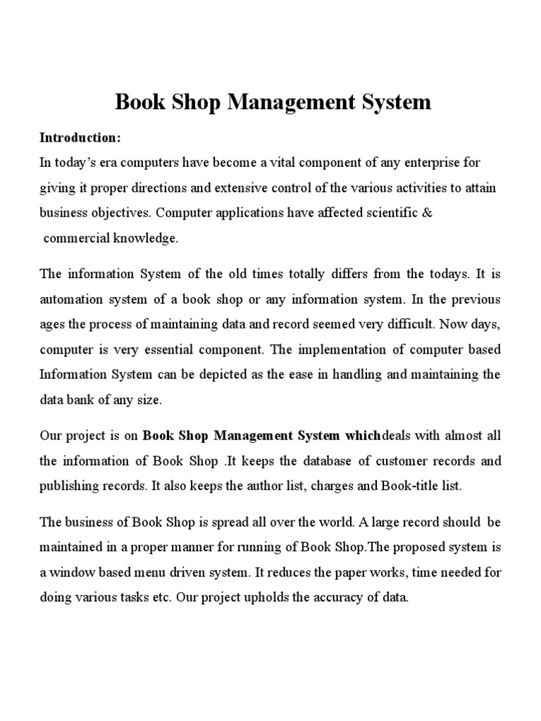 Book Shop Management System SYNOPSIS | PDF | Oracle Database ... Book Shop Management System SYNOPSIS | PDF | Oracle Database ...