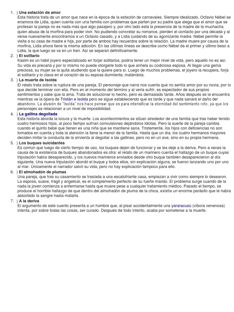 Resumen Horacio Quiroga | PDF | Perros | Vacas