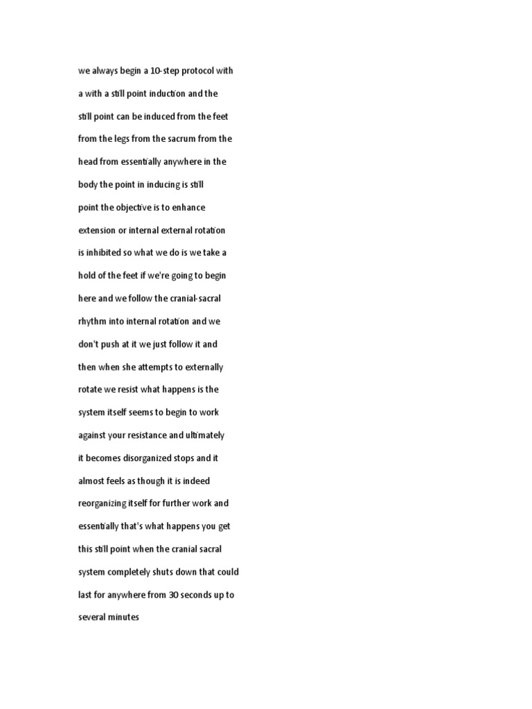 Upledger's CranioSacral Therapy 10-Step Protocol, Step 1 | PDF