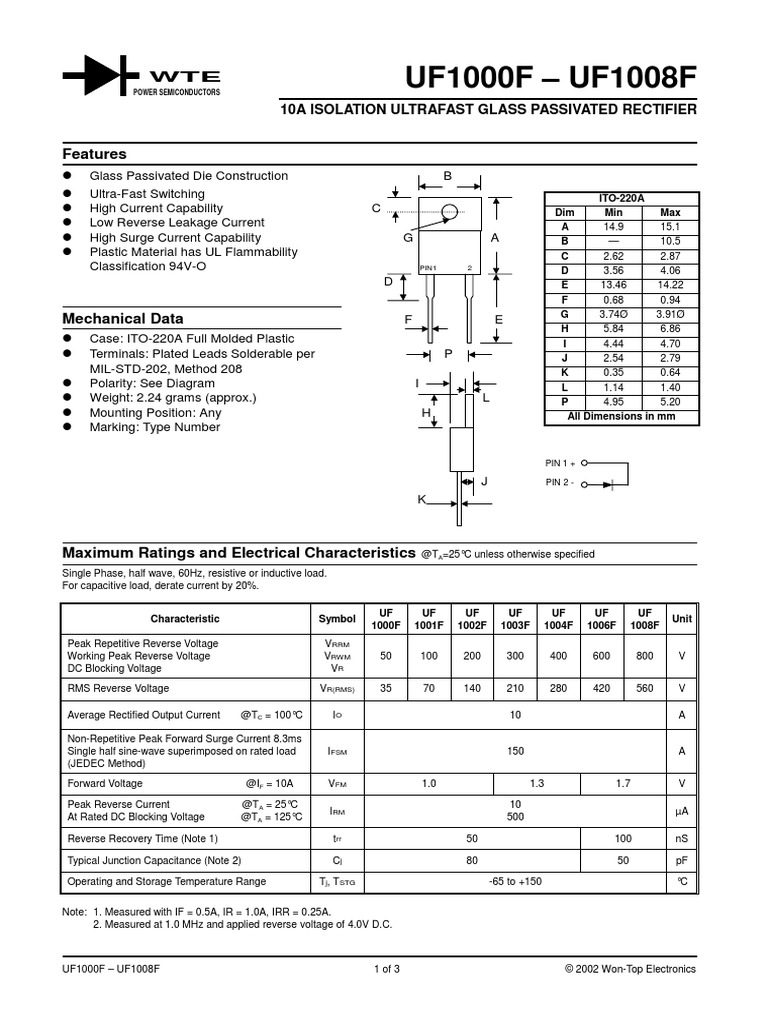 Uf 1002 F | PDF | Rectifier | Capacitor