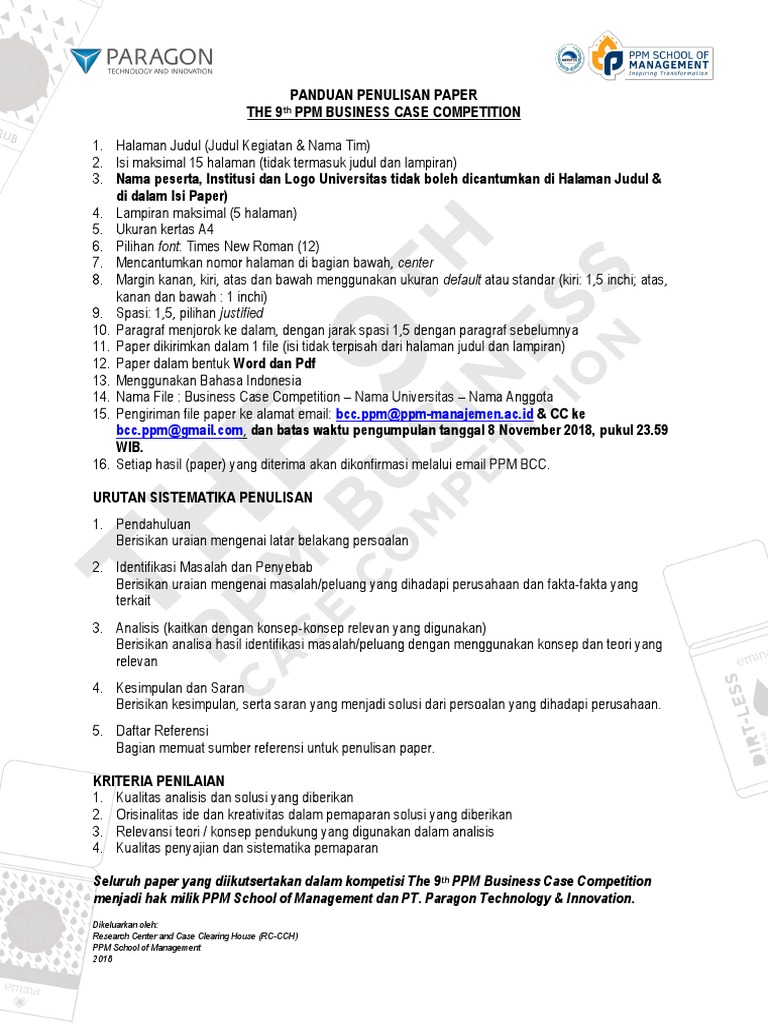Panduan Penulisan Paper The 9th PPM BCC | PDF