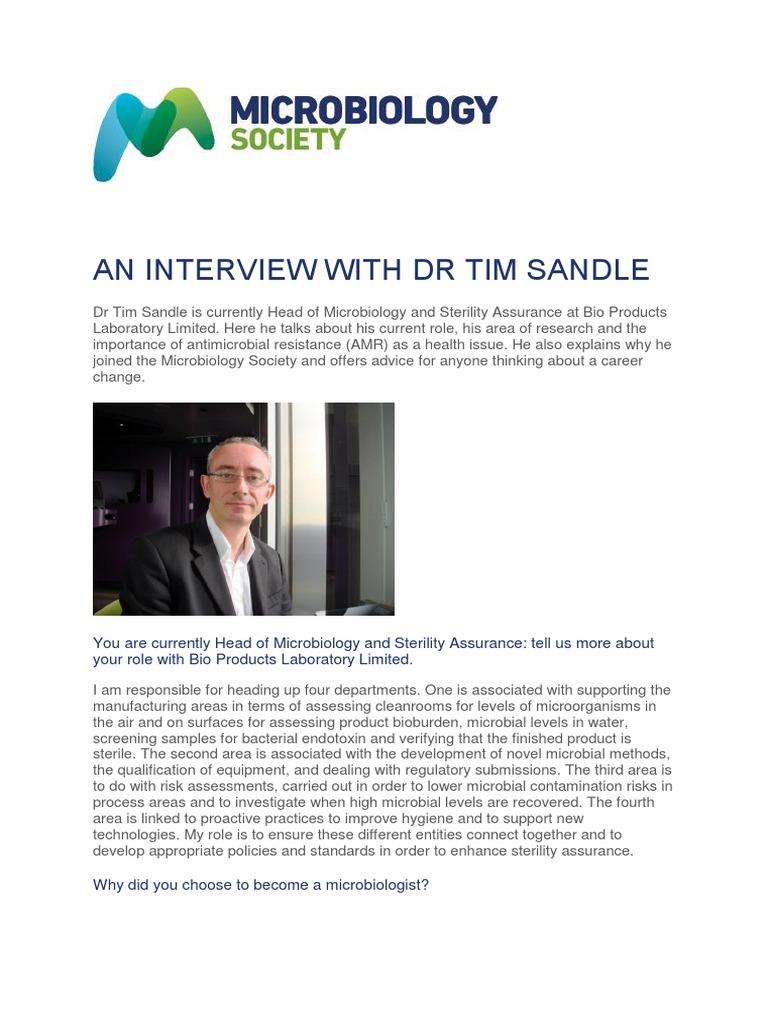 An Interview With DR Tim Sandle - March 2019 | PDF | Microbiology ...