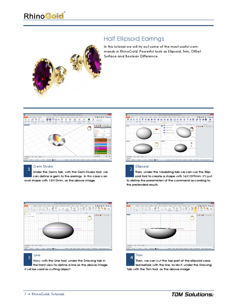 RhinoGold Earring Design Tutorial | PDF | Jewelry | Design