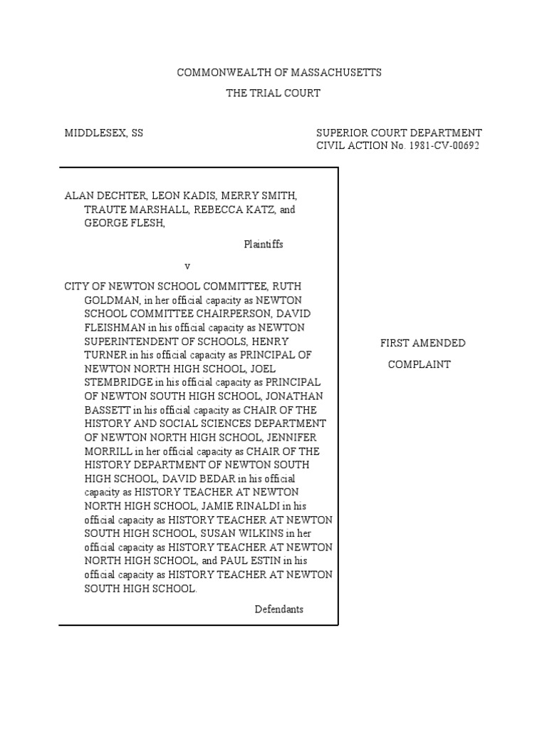 First Amended Complaint and Exhibits | PDF | Establishment Clause | Ten ...